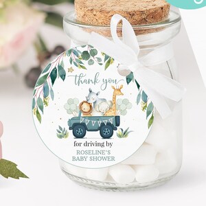 Editable Drive by Baby Shower Favor Tag Safari Animal Drive Through ...