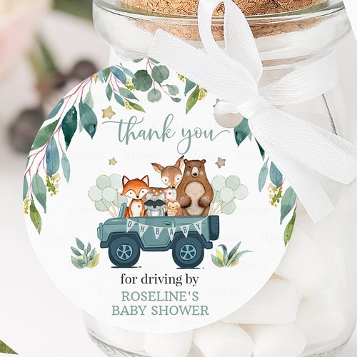 Drive by Baby Shower Gift Tags Blue Truck Thank You Favor - Etsy