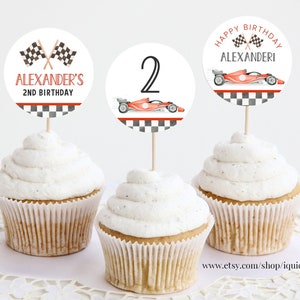 Editable Two Fast Birthday Cupcake Toppers Racecar Party Cake Toppers ...