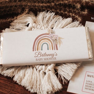 EDITABLE Boho Rainbow Candy Bar Wrapper Pampas Grass Boho Chocolate Bar ...