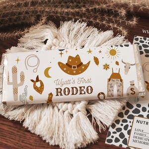 EDITABLE My First Rodeo Candy Bar Wrapper Chocolate Bar Wrappers Cowboy ...