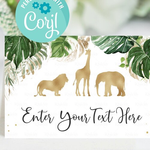EDITABLE Safari Food Tags Gender Neutral Buffet Label Jungle - Etsy