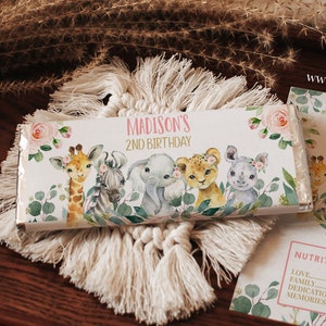 EDITABLE Safari Candy Bar Wrapper, Jungle Chocolate Bar Wrappers Wild ...