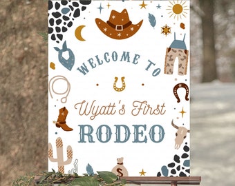 Cowboy My First Rodeo Welcome Sign Birthday Sign Editable Wild West ...