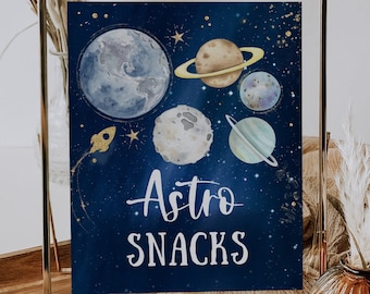 Astro Snacks Space Party Sign Outer Space Birthday Sign Galaxy Party ...
