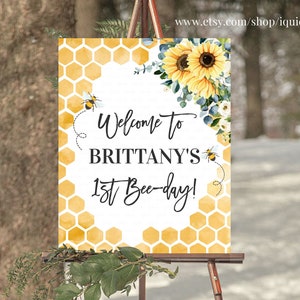 EDITABLE Bee Birthday Party Signs Honey Bee Welcome Sign Decorations ...