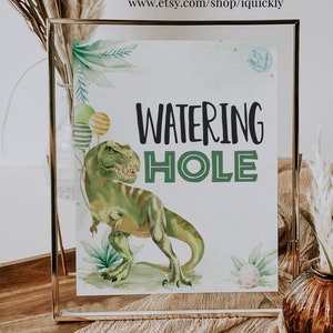 Watering Hole Birthday Sign Drink Table Decor Dinosaur Birthday Dino ...