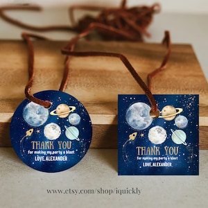 Editable Outer Space Favor Tags Space Birthday Thank You Label Galaxy ...