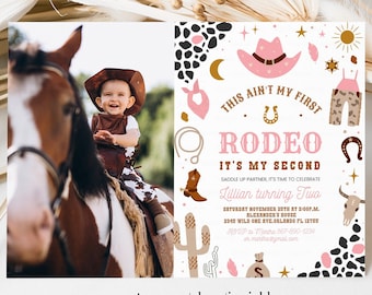 Editable Second Rodeo Cowgirl Birthday Party Invitation Wild West ...