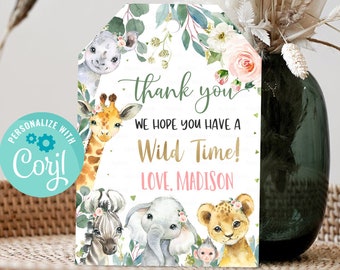 Editable Safari Favor Tags, Boy Wild One 1st Birthday Thank You Tags ...