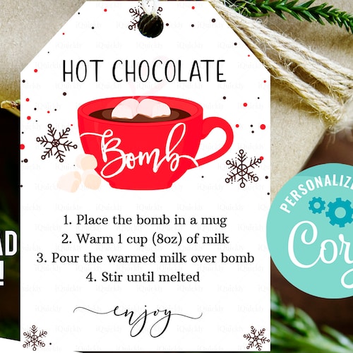 Editable Hot Chocolate Bomb Tags Hot Cocoa Bomb Instructions - Etsy