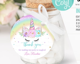 EDITABLE Unicorn Bottle Water Labels, Unicorn Baby Shower, Pink & Gold ...