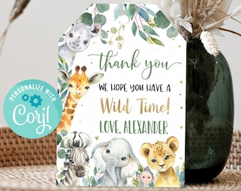 Editable Safari Favor Tags, Boy Wild One 1st Birthday Thank You Tags ...