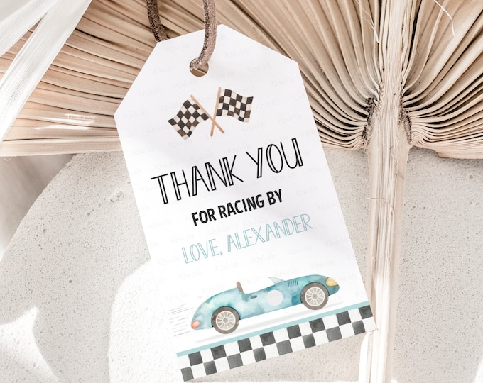 Car Birthday Party Favors, Printable Party Favor Tags, Thanks for Racing By, Car Party Favors ...