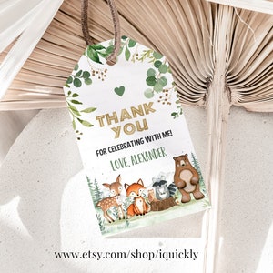 EDITABLE Woodland Party Favors,wild One Favor Tags, Woodland Animals ...