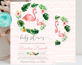 Flamingo Baby Shower Welcome Sign, Girl Baby Shower Sign, Modern ...