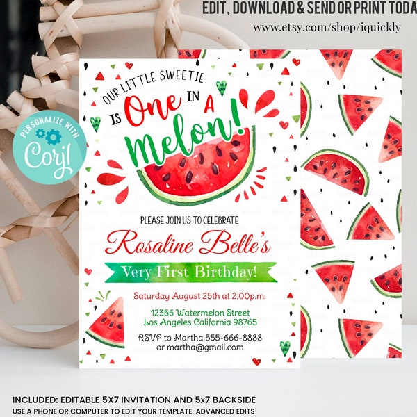 Watermelon Invitation - Etsy