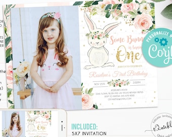 Bunny Birthday Invitation | Etsy