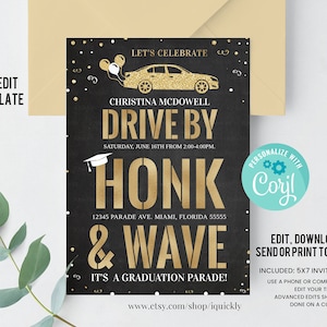 Editable Drive by Graduation Parade Invitation Drive Through Graduation ...