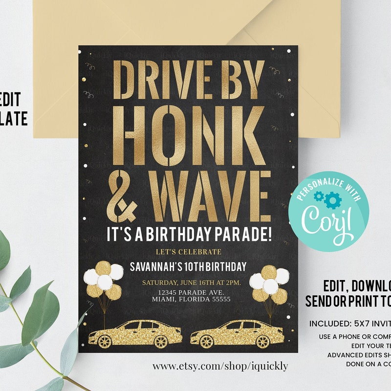 Drive by Birthday Parade Invitation - Etsy