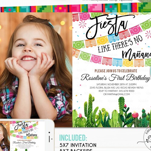 EDITABLE Fiesta Invitation With Photo Fiesta Birthday - Etsy