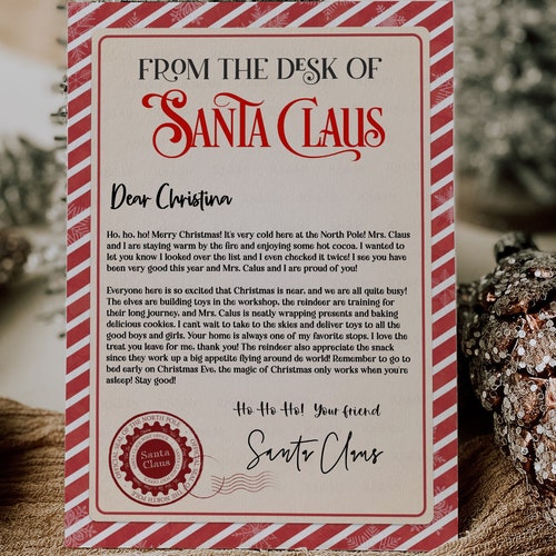 Editable Personalized Letter From Santa Claus From the Desk of - Etsy