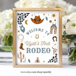 EDITABLE My First Rodeo Birthday Party Signs Cowboy Welcome Sign ...