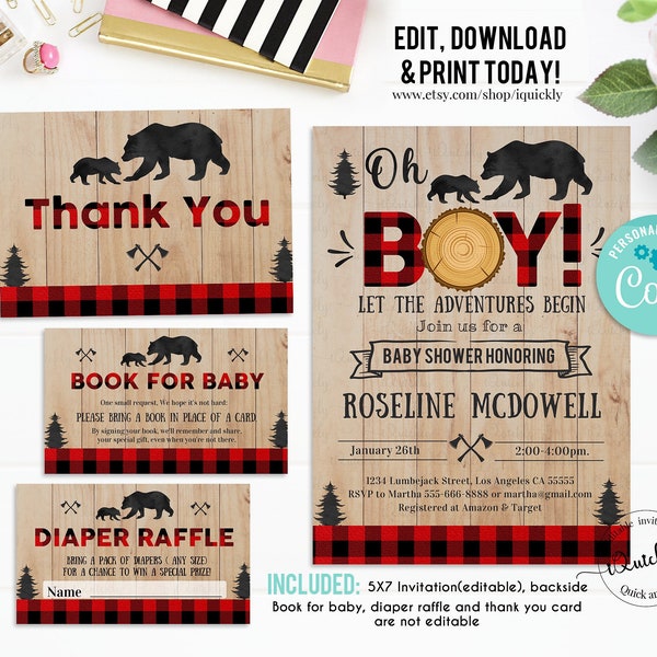 Buffalo Plaid Baby Shower Invitation - Etsy