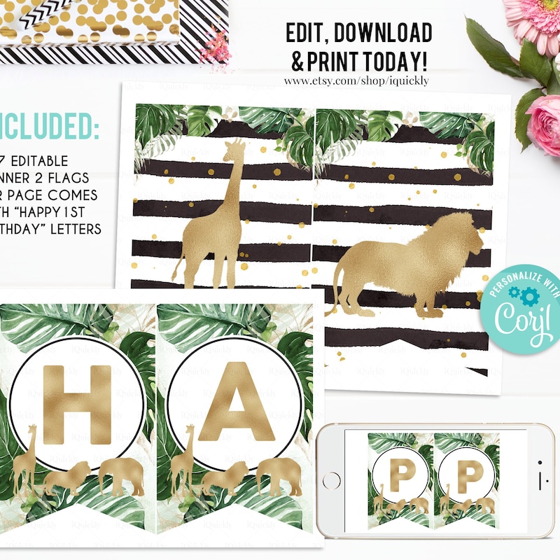 Happy Birthday Jungle Banner - Etsy