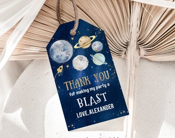 Editable Outer Space Favor Tags Space Birthday Thank You Label Galaxy ...