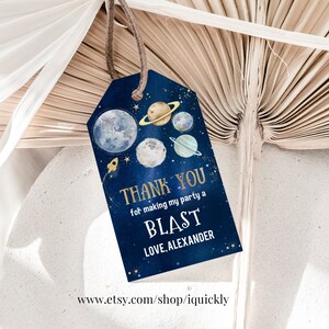Editable Outer Space Favor Tags Space Birthday Thank You Label Galaxy ...