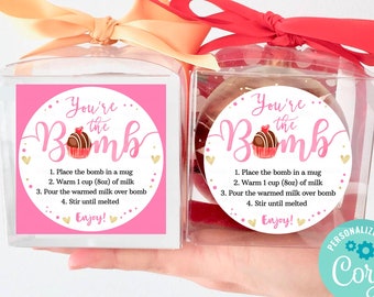 Editable Hot Chocolate Bomb Tag Valentine's Day Hot Cocoa Bomb Tag Your ...