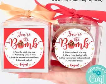 Editable Hot Chocolate Bomb Tag Valentine's Day Hot Cocoa Bomb Tag Your ...