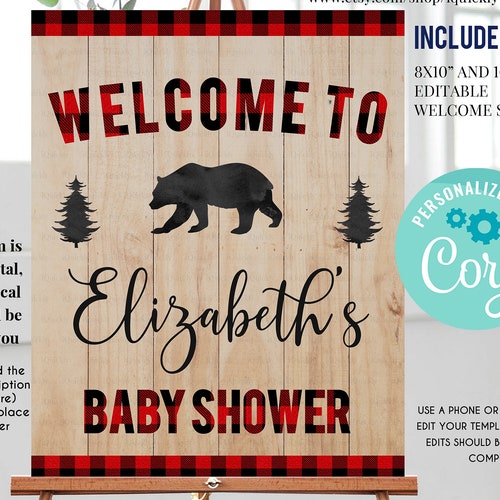 Lumberjack Baby Shower Invitation Bundle Editable Buffalo - Etsy