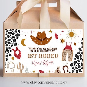 Editable My First Rodeo Birthday Party Favor Cowboy Box Label ...