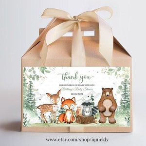 Editable Woodland Box Label Printables Woodland Animals Baby Shower ...