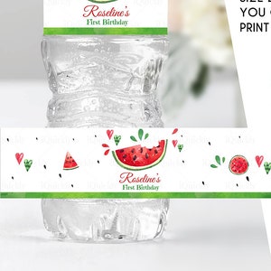 EDITABLE Watermelon Bottle Label, Red One in a Melon Water Labels ...