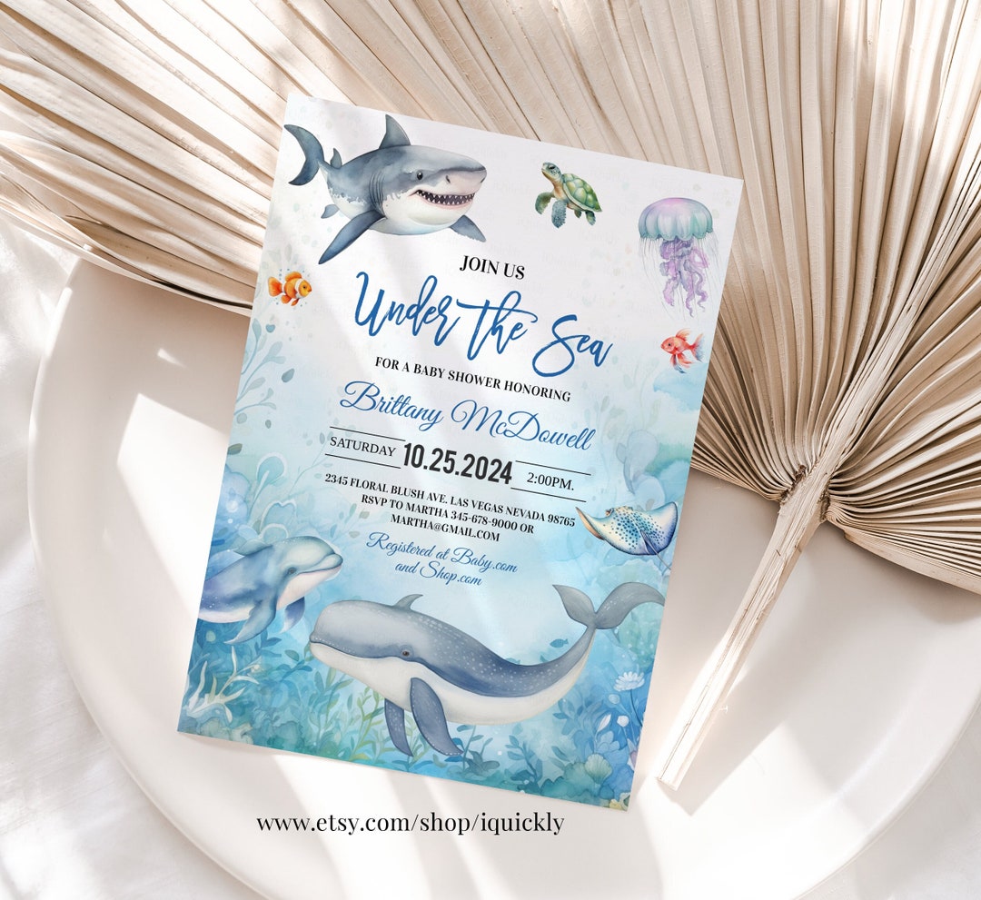 Under the Sea Baby Shower Invitation Editable Sea Animals Invite Ocean ...