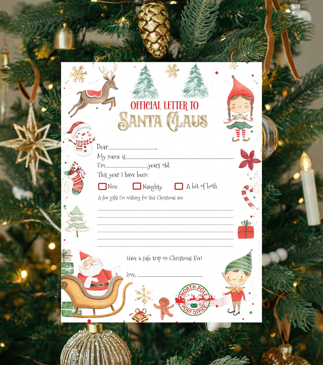 Letter to Santa Printable Santa Wish List Letters Christmas Letter Easy ...