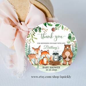 Woodland Baby Shower Favor Tags EDITABLE, Gender Neutral, Woodland ...