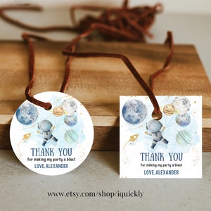 Editable Outer Space Favor Tags Space Birthday Thank You Label Galaxy ...