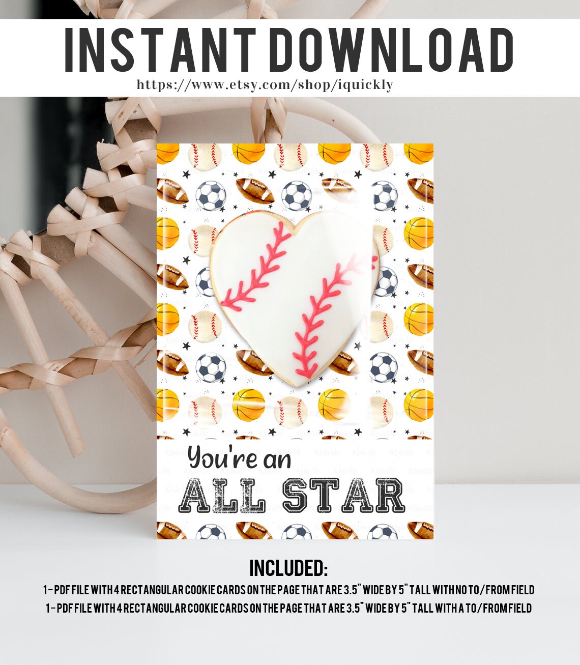 COOKIE CARD You're an All Star Valentine - Etsy