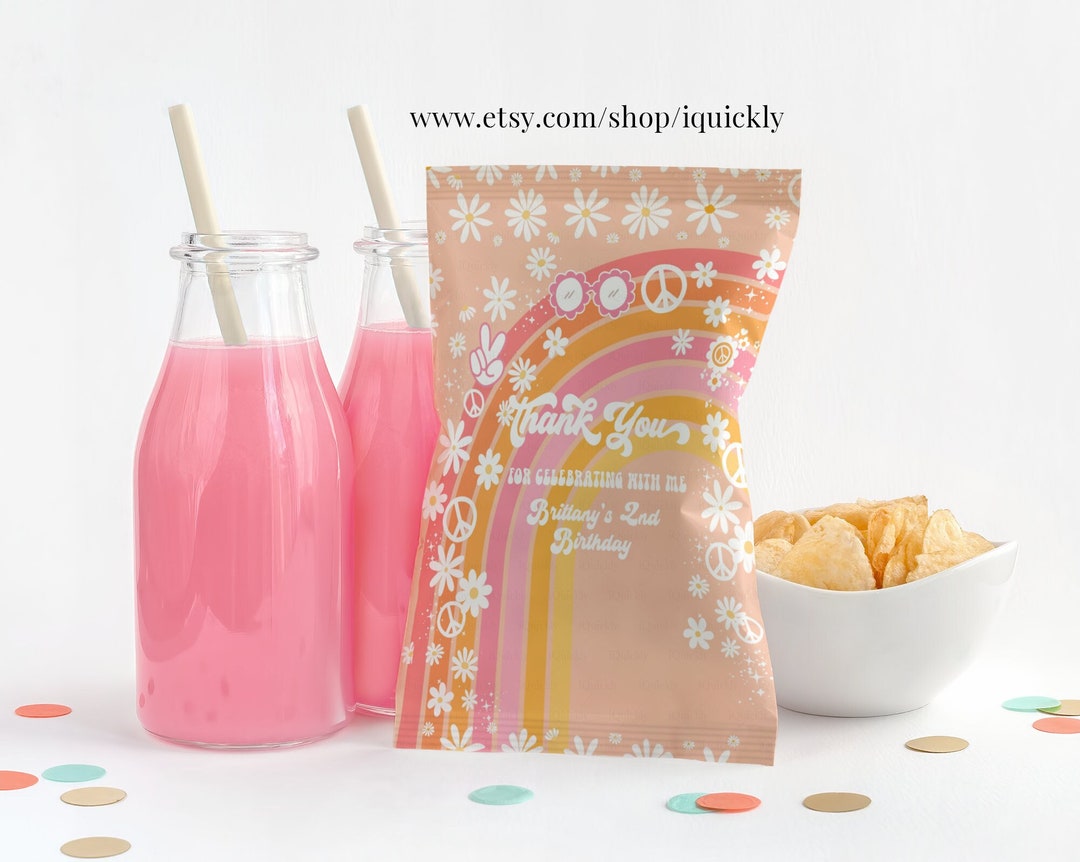 Editable Groovy Bag Label Template Daisy Party Labels Sized to Print on ...