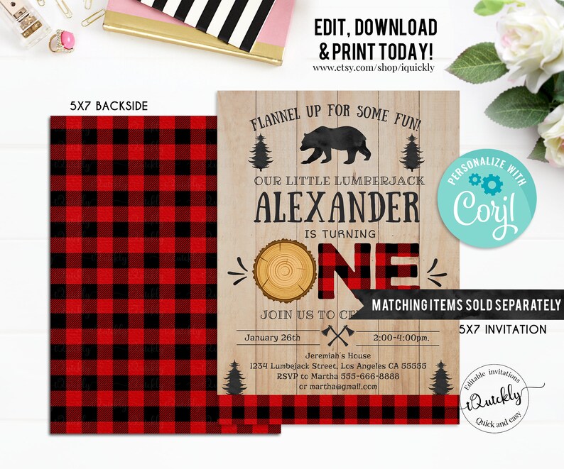 Editable Lumberjack Cupcake Toppers Buffalo Plaid Cake - Etsy