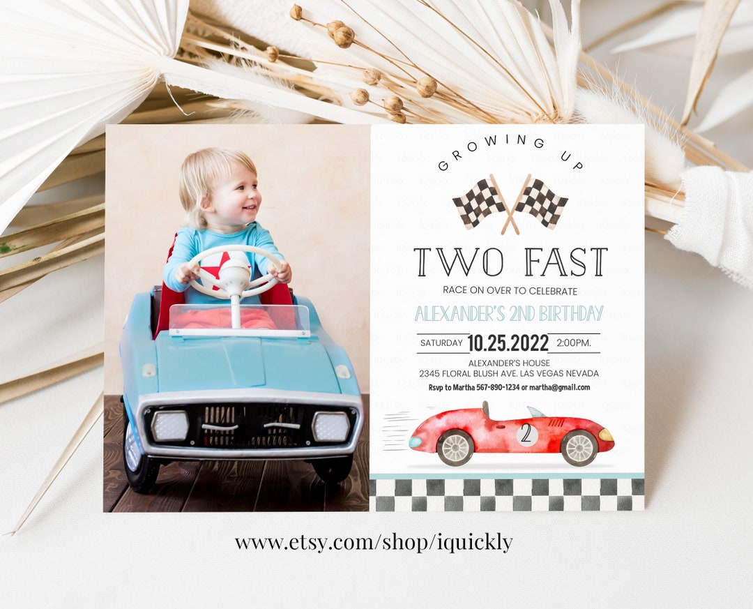Editable TWO Fast Birthday Invitation Race Car 2nd Birthday Invite ...
