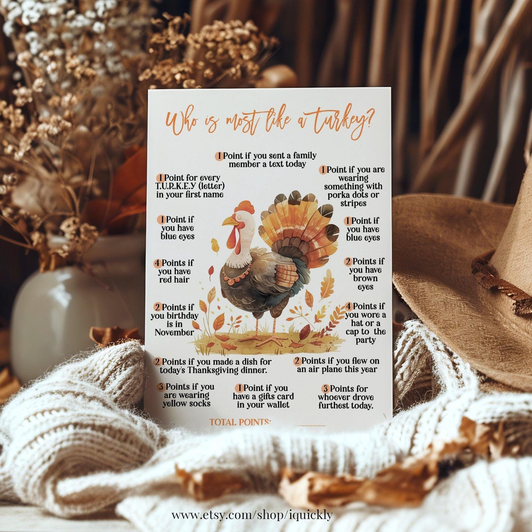Thanksgiving Game Printable,family Thanksgiving Game, Dinner Table Game ...