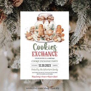 Editable Christmas Cookie Exchange Invitation Holiday Cookie Exchange ...