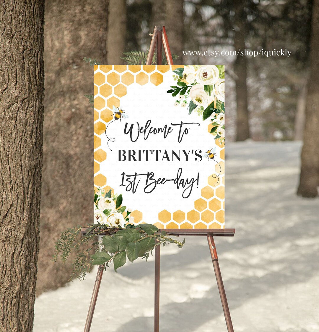 EDITABLE Bee Birthday Party Signs Honey Bee Welcome Sign Decorations ...