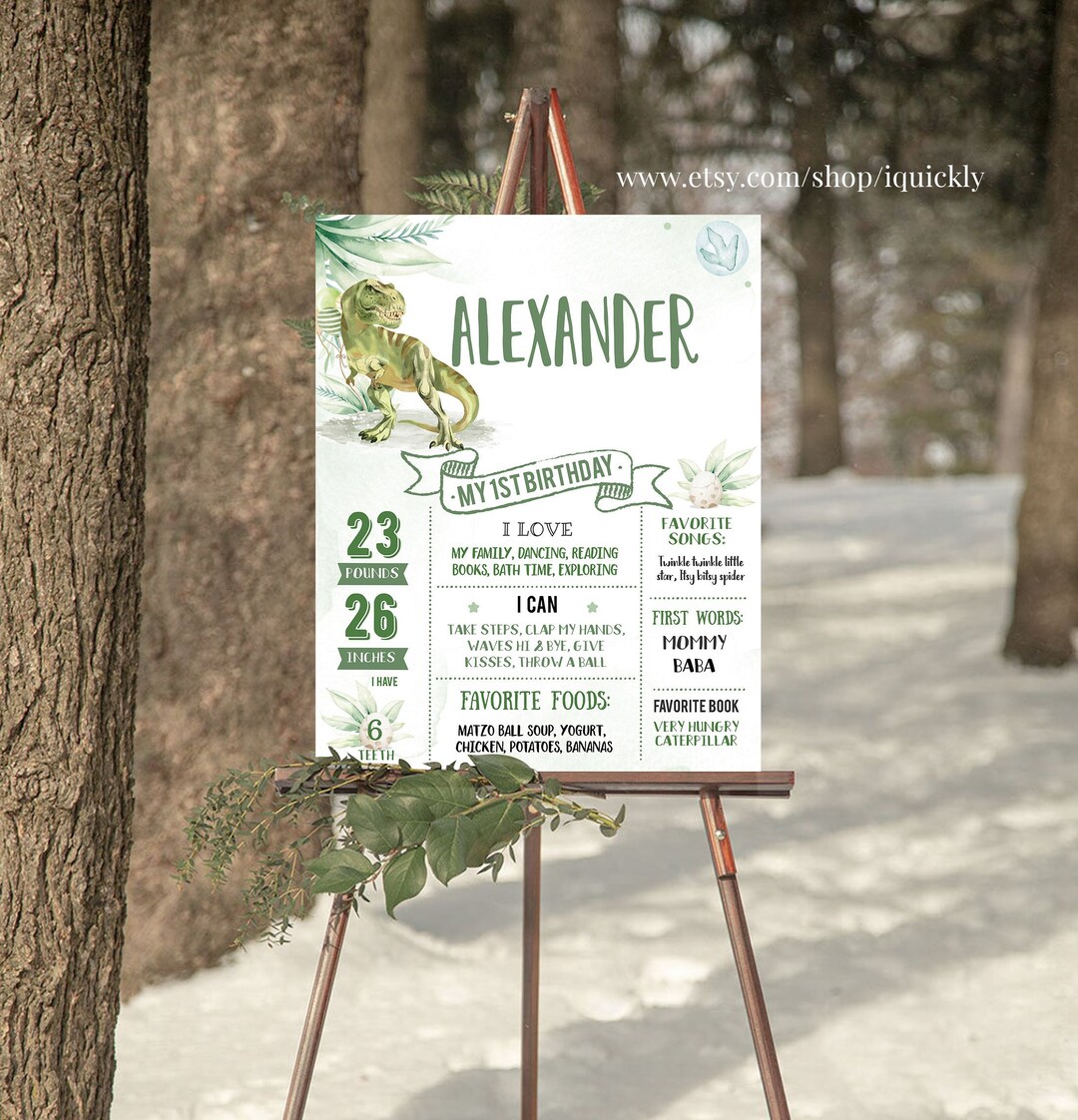 EDITABLE Dinosaur Milestone Birthday Poster First Birthday Chalkboard ...