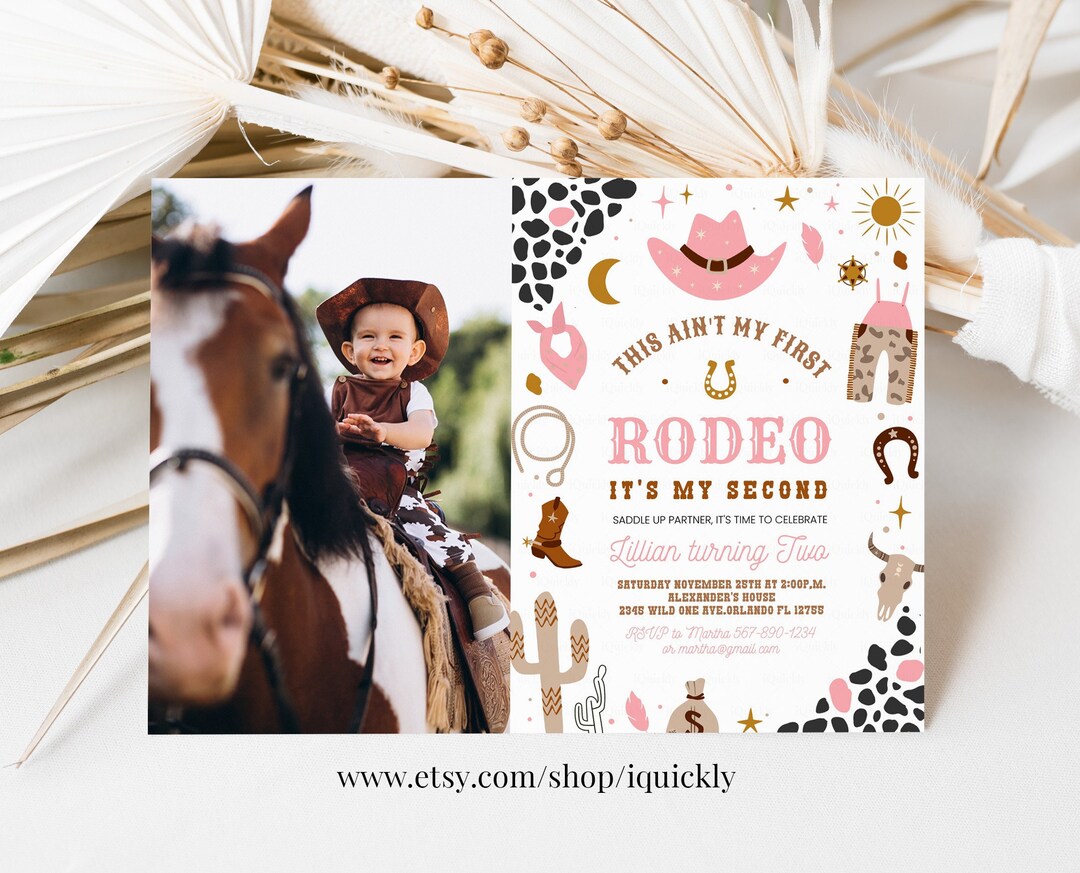 Editable My Second Rodeo Invitation Cowgirl Birthday Invite Wild West ...